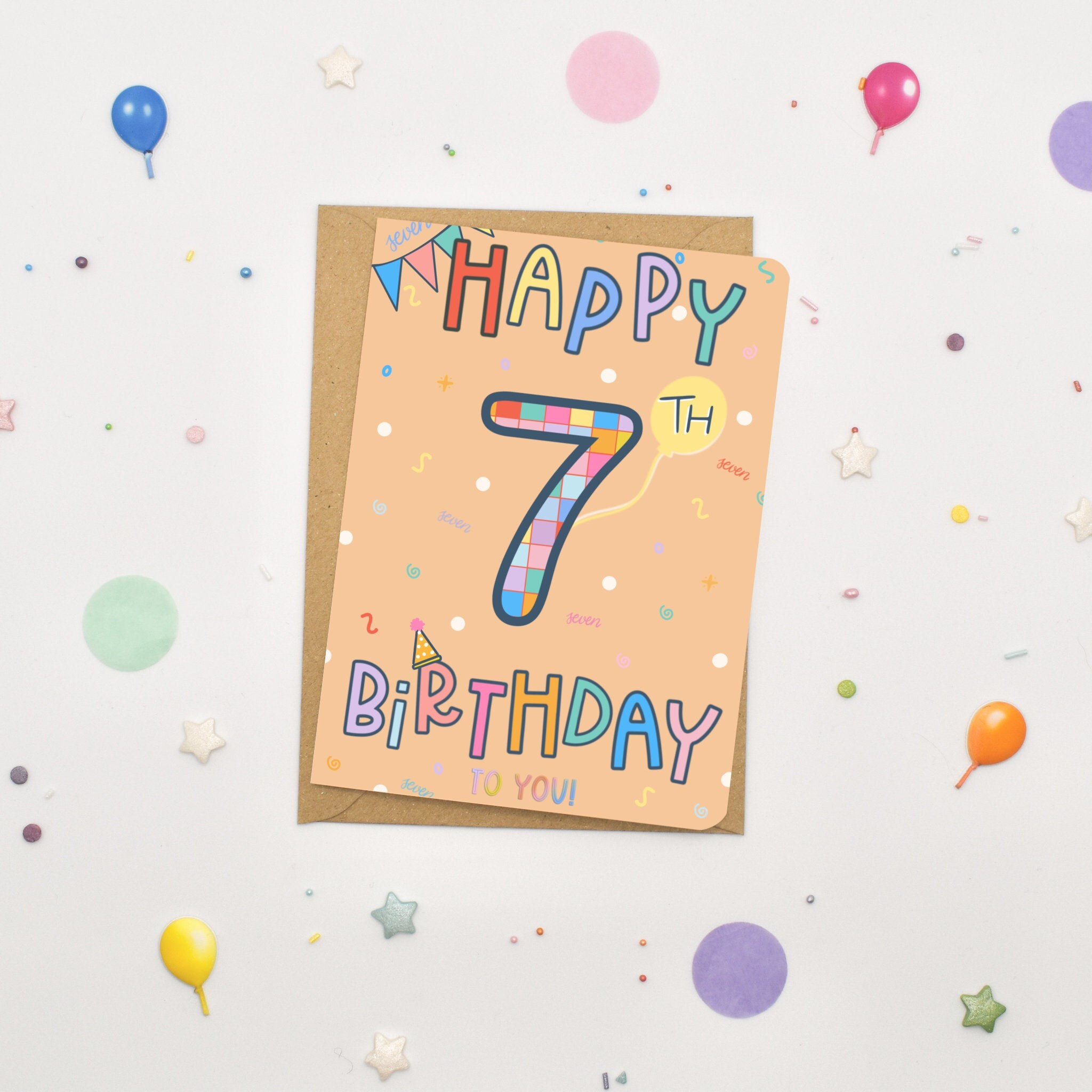 Happy 7th Birthday! Seven Today! Seventh Birthday Card, Child Birthday ...