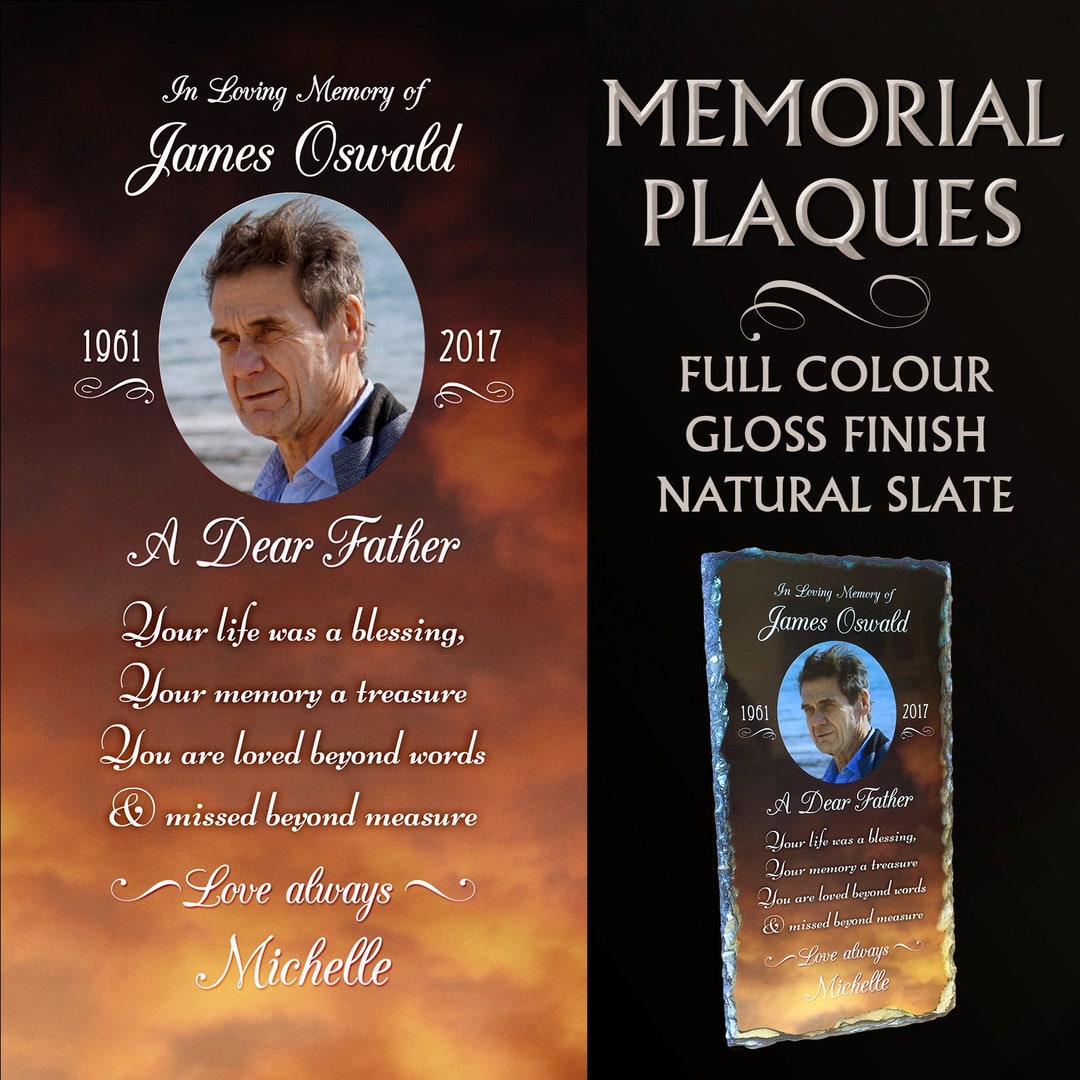 Personalised Stone Slate Memorial Remembrance Plaque Printed and ...