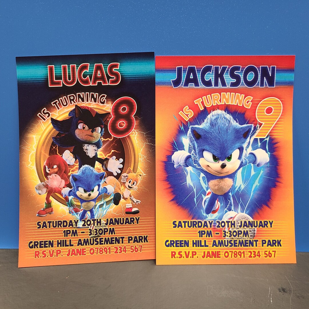 Shadow and Sonic the Hedgehog Birthday Party Invitation - Personalised ...