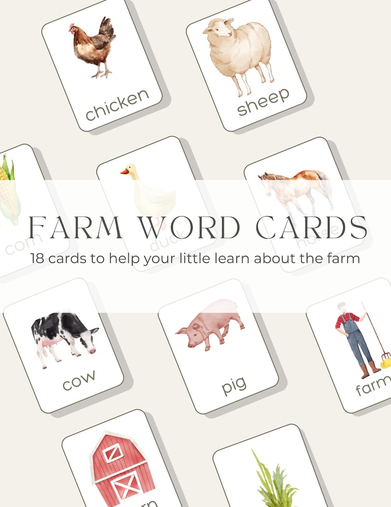 Farm Cards | Toddler + Preschool Education | Digital Download | Toddler ...