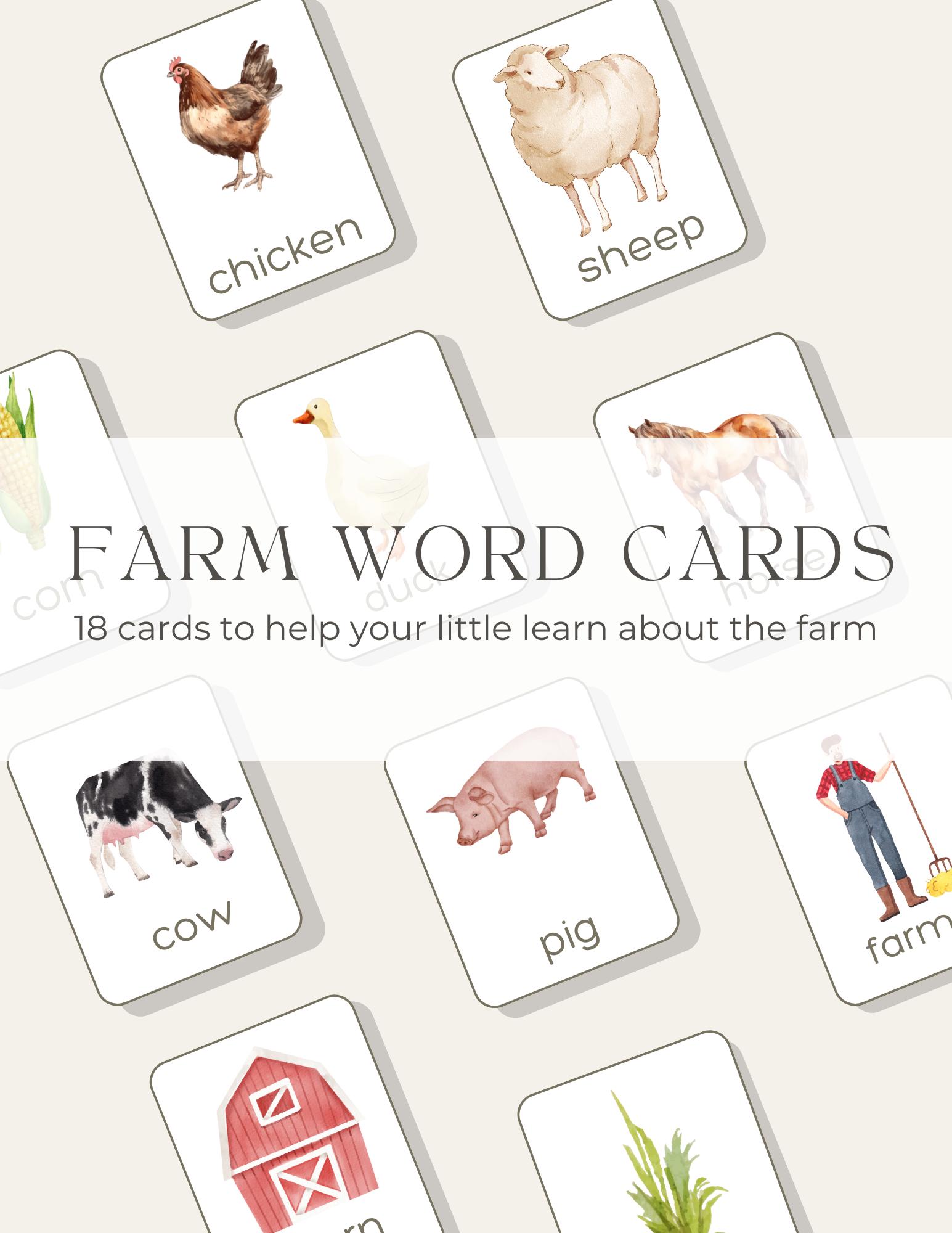 Farm Cards | Toddler + Preschool Education | Digital Download | Toddler ...