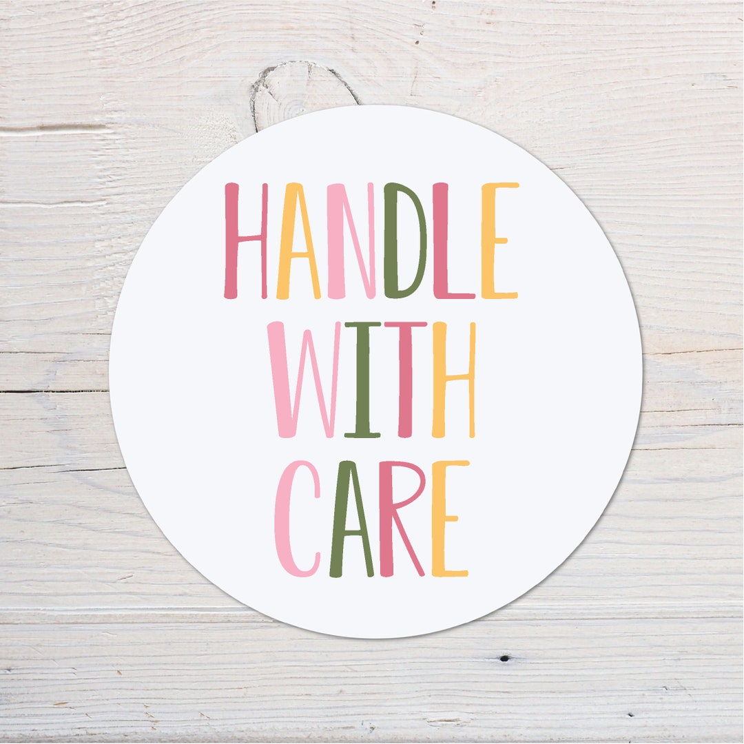 Handle With Care Round Stickers, Fragile, Packaging Shipping Labels ...