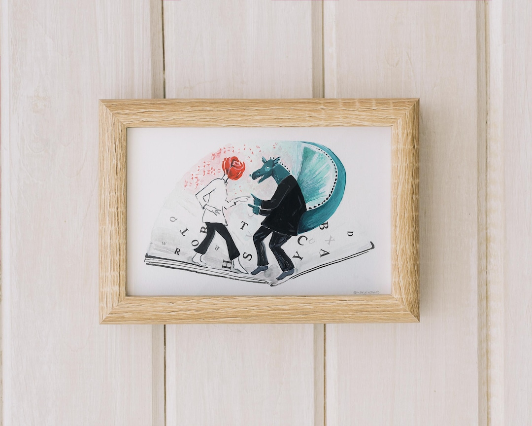 Illustration of a Dragon and Rose, Pulp Fiction Style, for Gifting on ...