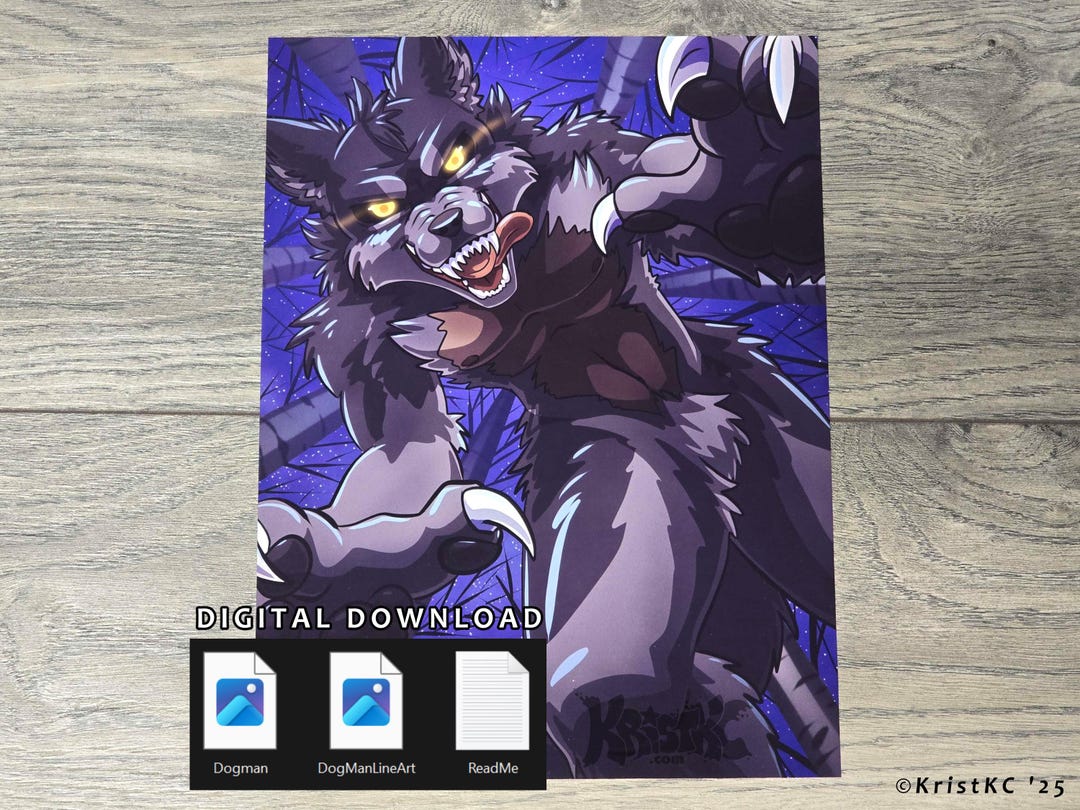 Dogman Werewolf Attack! Digital Art DOWNLOAD Cryptid - Etsy