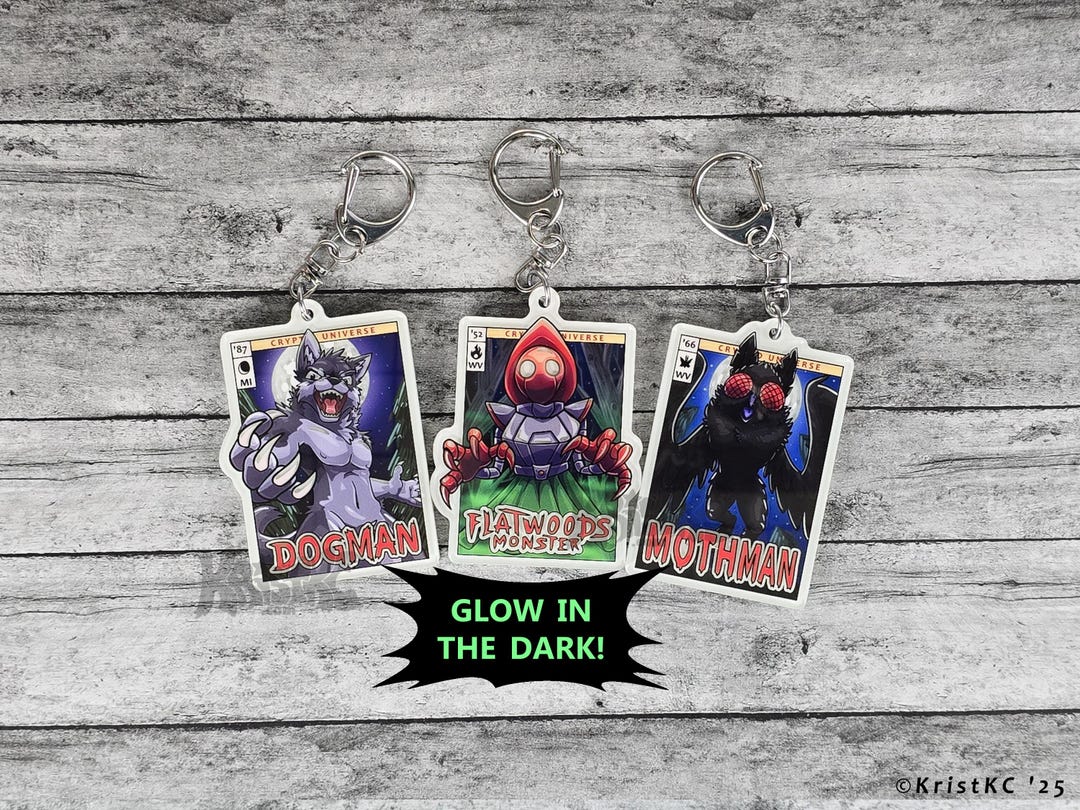 Cryptids: Dogman, Flatwoods Monster, Mothman - 2.5 Inch Glow-in-the ...