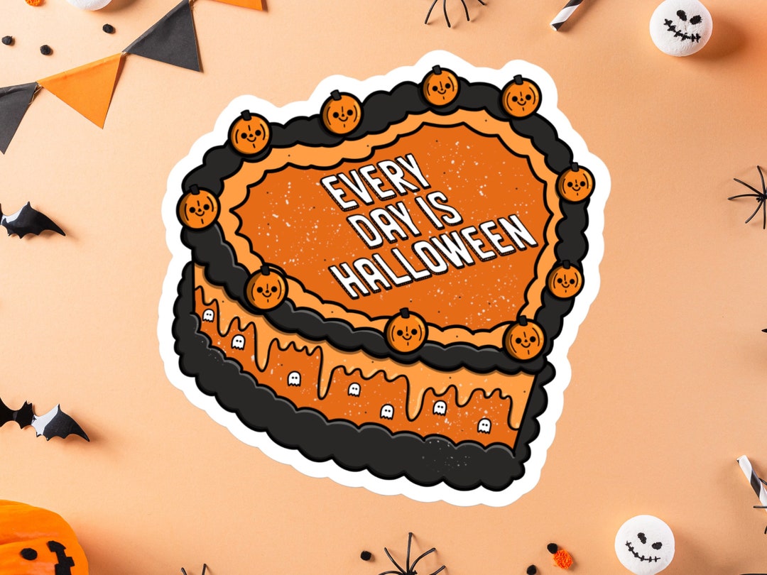Halloween Cake Sticker: Spooky Vinyl Laptop Decal - Etsy