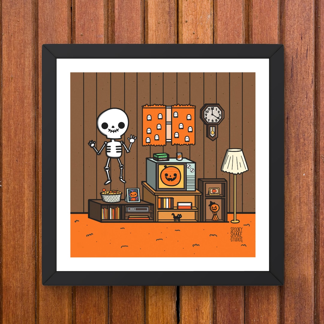 Retro Basement Art Print | Retro Halloween Art | 1980s Nostalgia Print ...