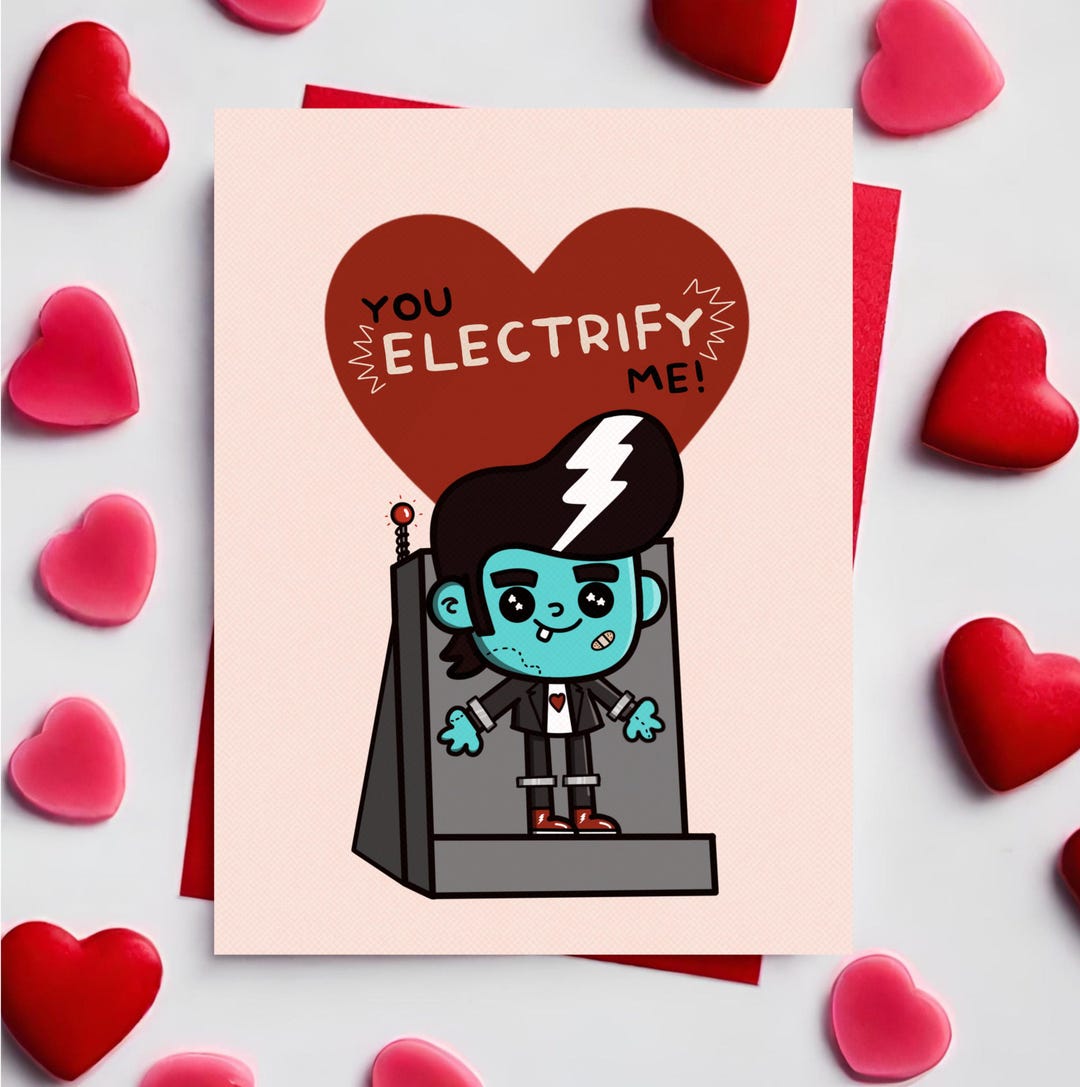 Cute Frankenstein Valentine Card | Spooky Anniversary Card - Etsy