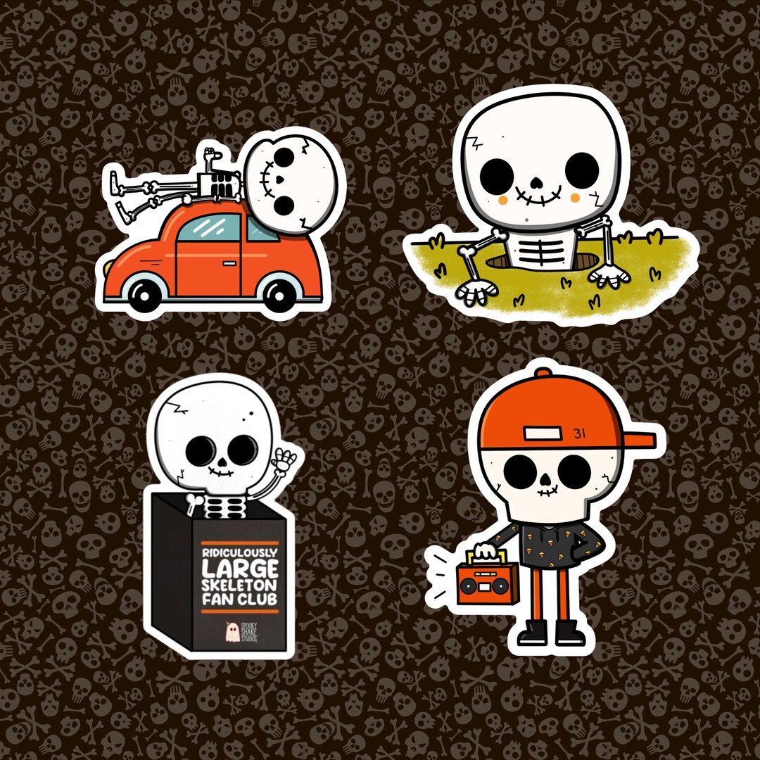 Skeleton Sticker Pack | Cute Skeleton Stickers| Halloween Skeleton ...