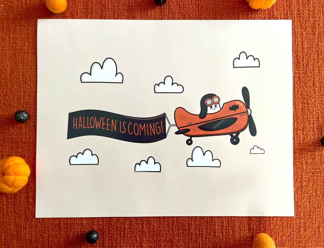Cute Halloween Plane Art Print | Fall Decor - Etsy