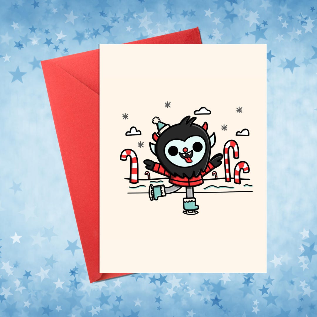 Cute Krampus Card Krampus Christmas Card Spooky Christmas Card Krampus ...