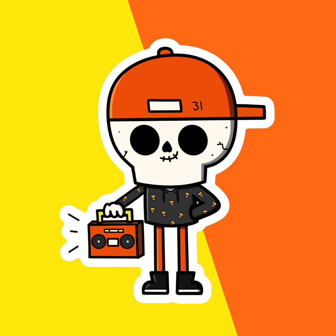 Rad Skeleton Sticker | Cool Skeleton Sticker | Skater Skeleton Sticker ...