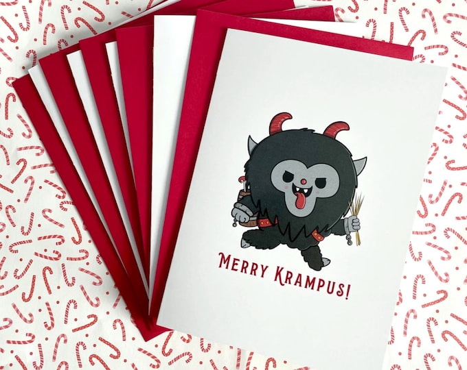 Krampus Christmas Card 2 Merry Krampus Holiday Austrian - Etsy