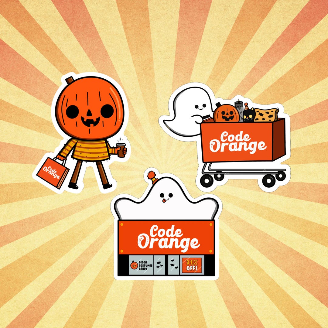 Code Orange Halloween Sticker Pack: Water-resistant Vinyl Stickers - Etsy
