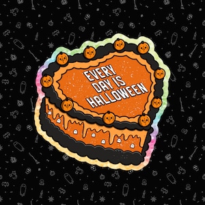 Halloween Cake Sticker: Spooky Vinyl Laptop Decal - Etsy