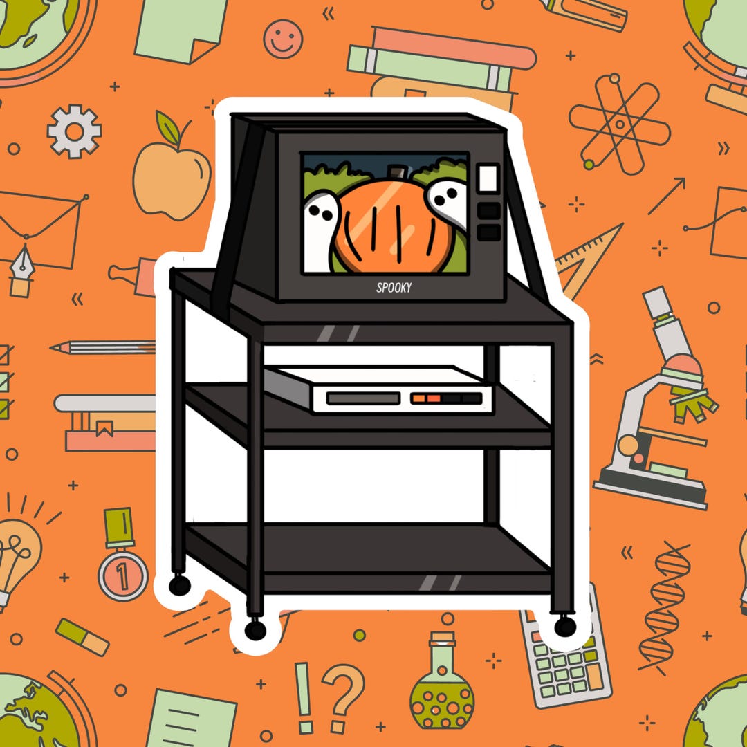 90s TV Cart Sticker | Classroom Nostalgia - Etsy
