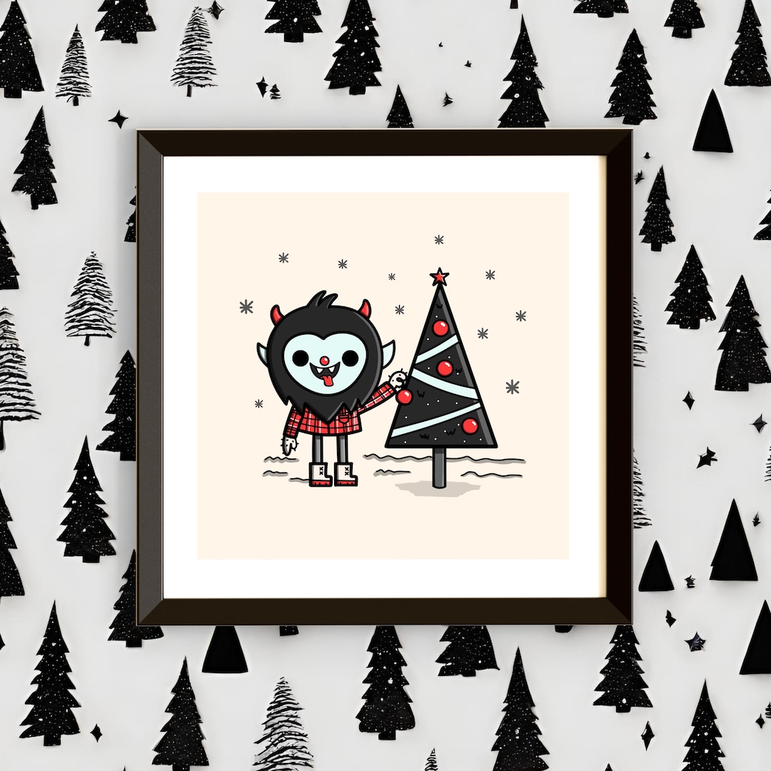 Cute Krampus Art | Cute Krampus Print | Krampus Wall Art | Spooky ...