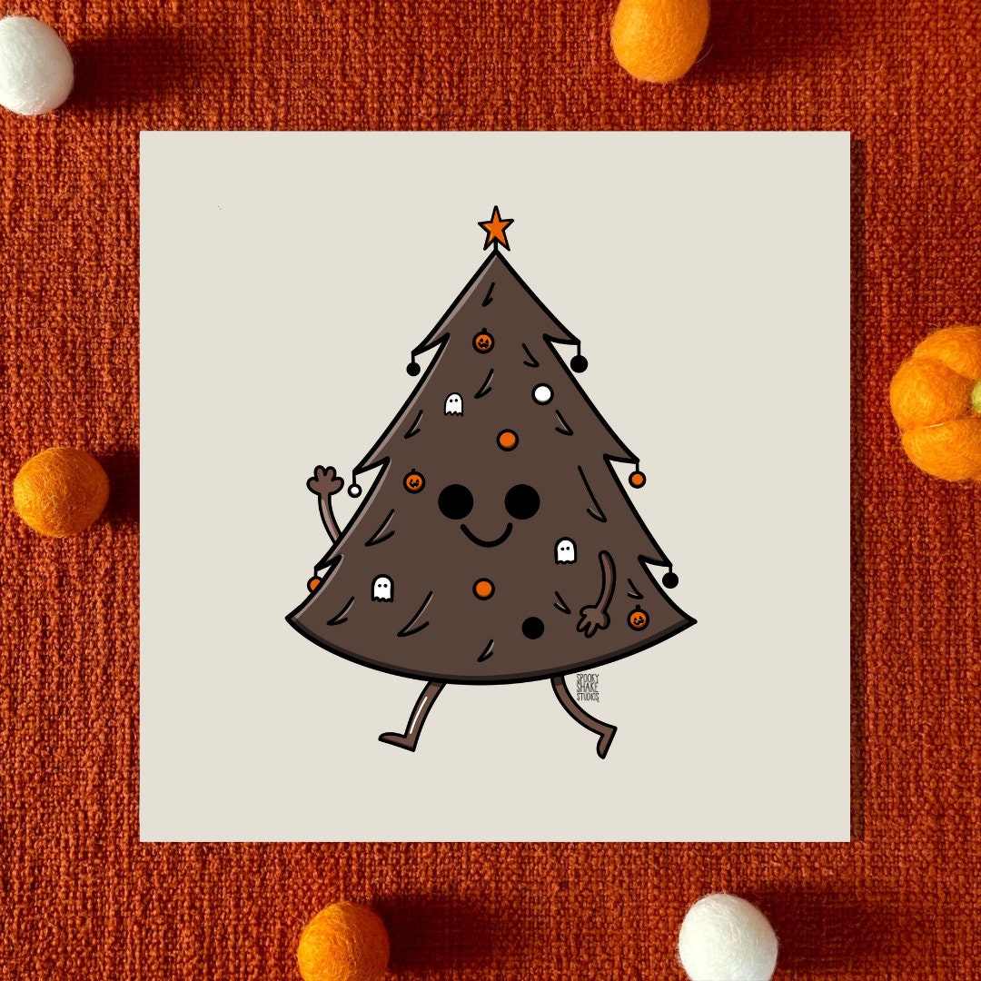 Creepmas Tree Art Print | Creepy Christmas Tree Art | Cute Christmas ...