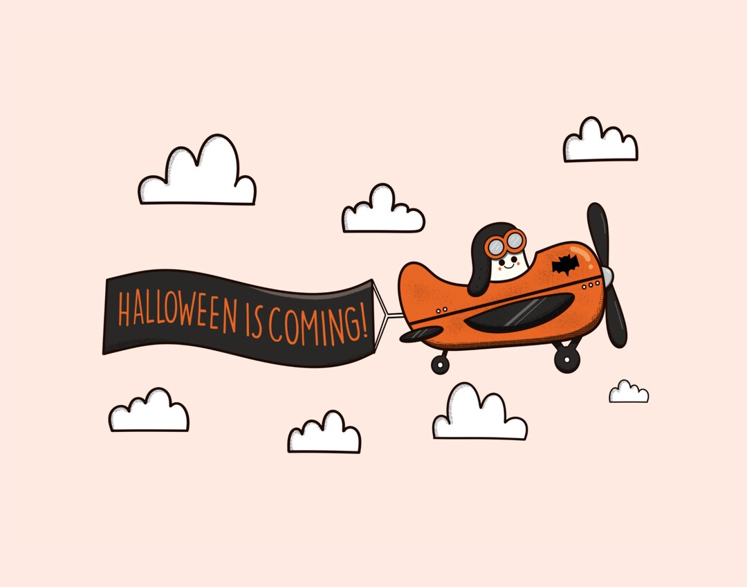 Halloween Plane Art Print Cute Halloween Art Halloween is - Etsy