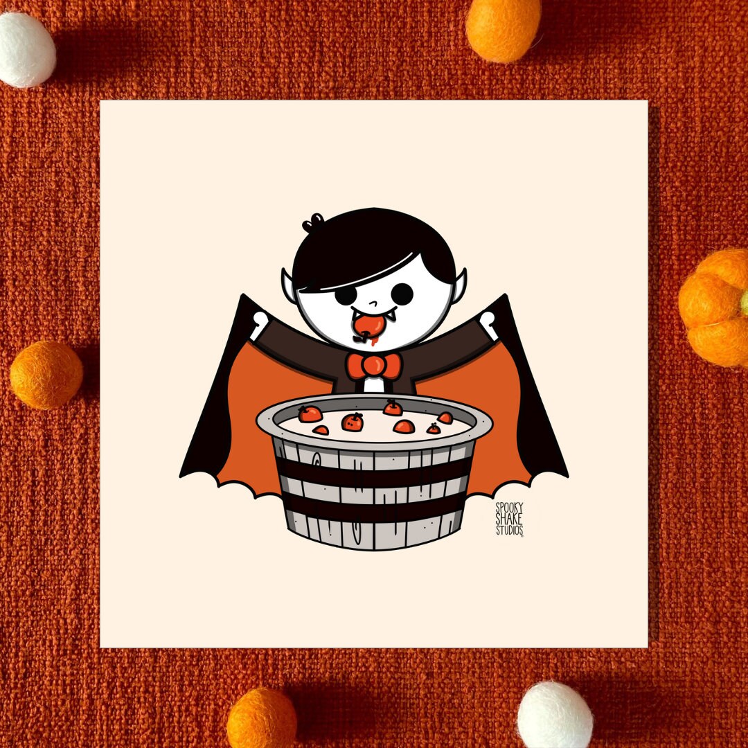 Cute Vampire Print | Vampire Halloween Print | Spooky Cute Print - Etsy