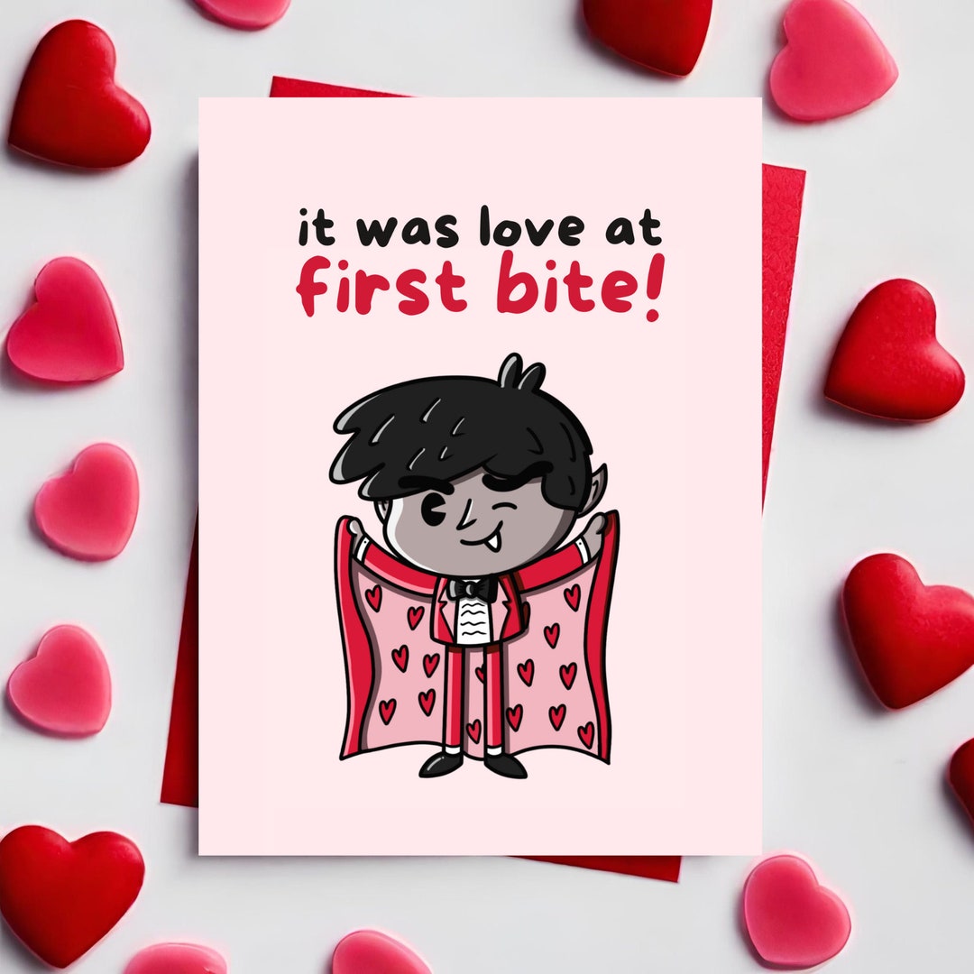 Vampire Valentine Card | Cute Vampire Valentine Card | Valloween Card ...