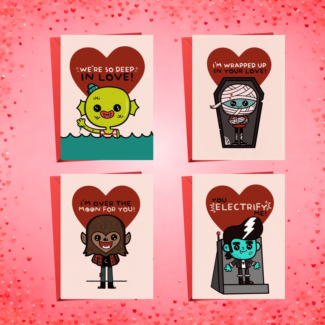 Horror Valentine Card Set | Monster Valentine Pack | Monster ...