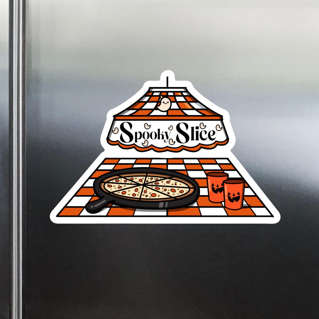 Retro Pizza Magnet | Spooky Pizza Magnet | Halloween Pizza Fridge ...