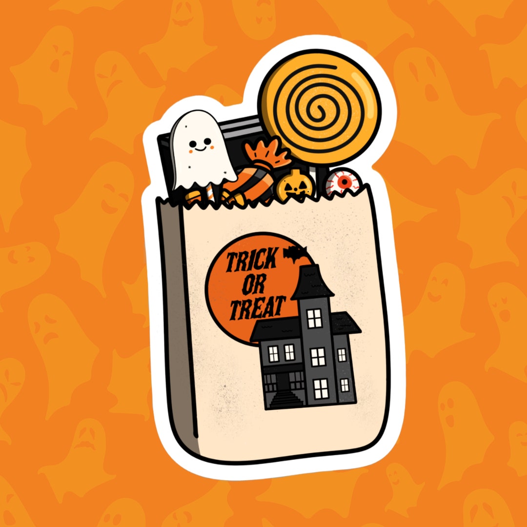 Retro Halloween Treat Bag Sticker: Vintage Trick or Treat Design - Etsy