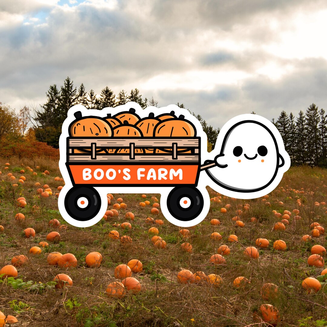 Boo's Farm Ghost Pumpkin Picking Sticker: Fall Halloween Sticker - Etsy