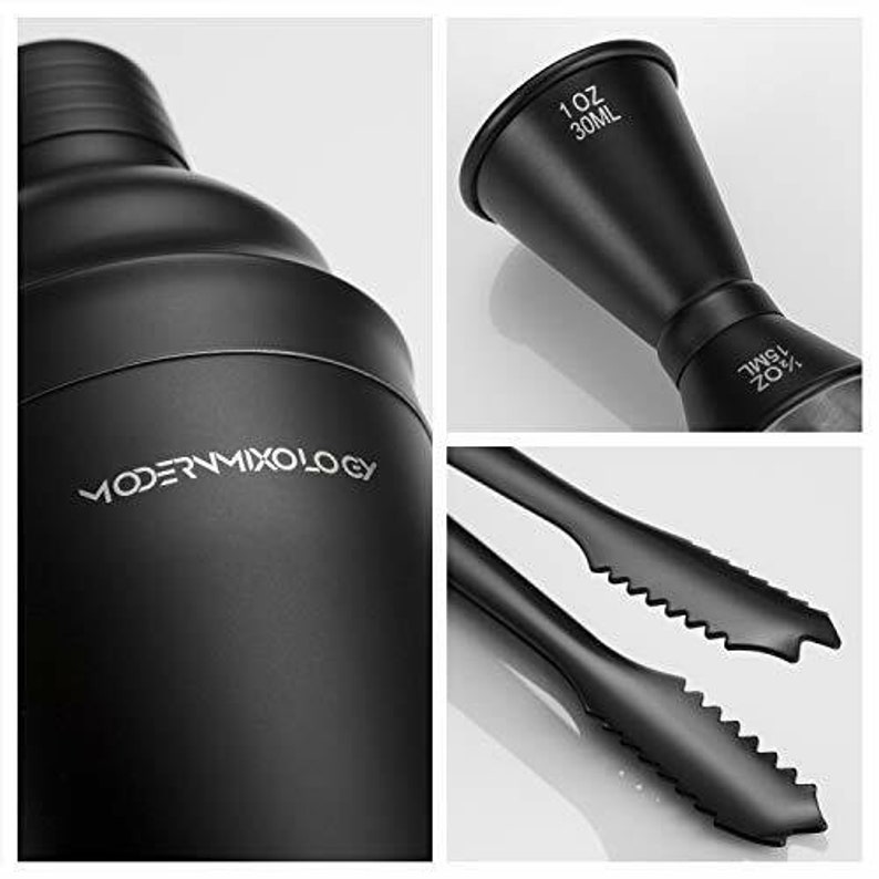 Bartender Kit With Stand Black Bar Set Cocktail Shaker Set - Etsy