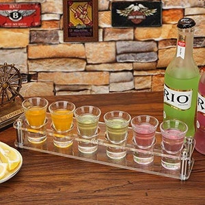 D&Z Shot Glass Serving Tray With 6 Shot Glasses, Shot Glass Holder Tray ...