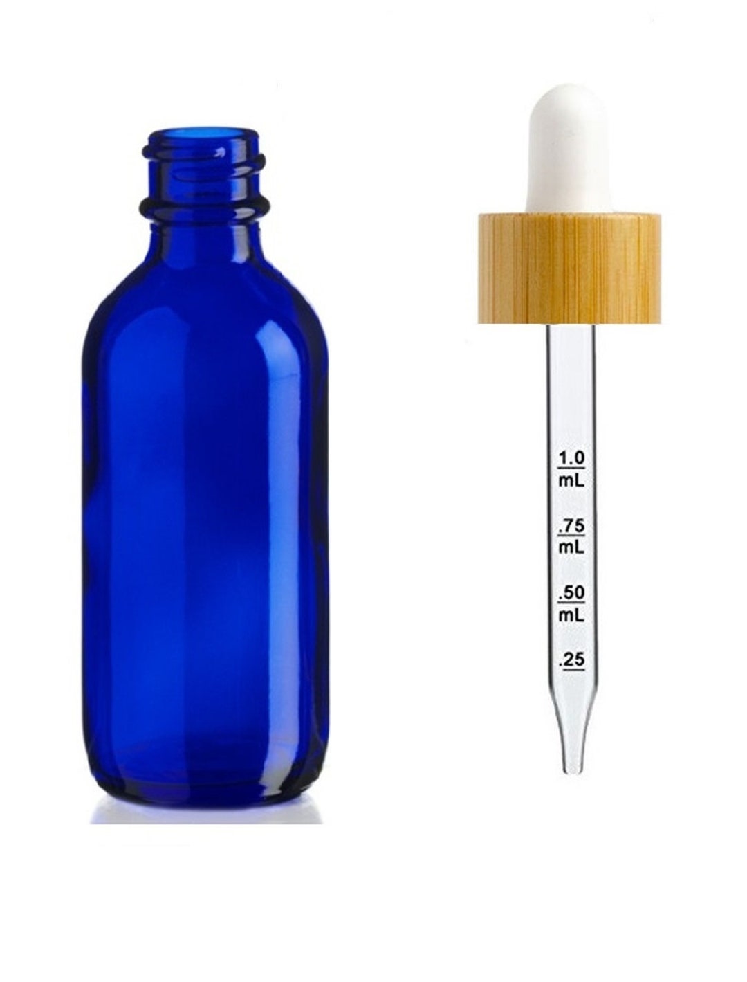 Pack of 40 1 Oz Cobalt Blue Glass Bottle W/ White Bamboo Dropper - Etsy