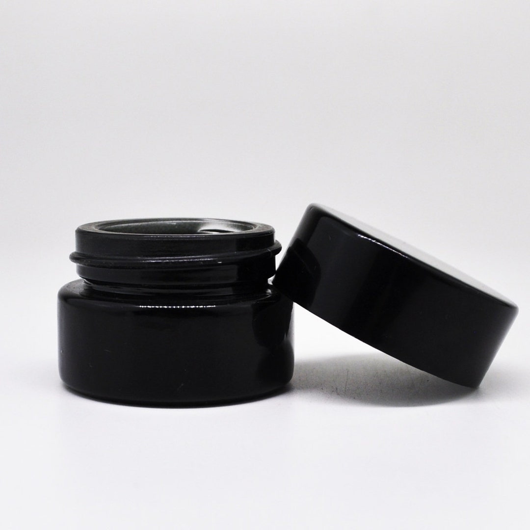2 Oz Black Glass Cream Jar With White Insert and Black Lid Pack of 24 ...