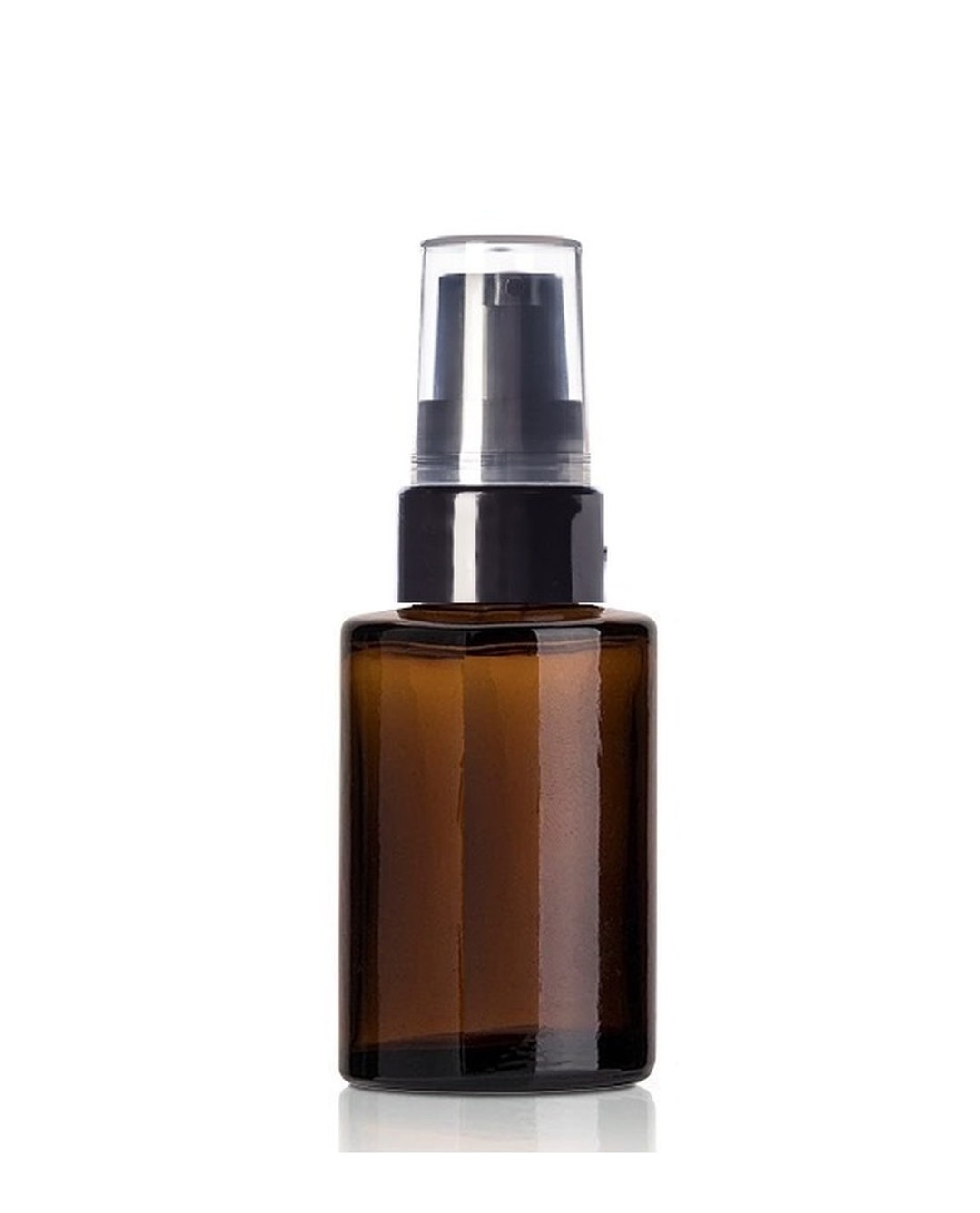 1 Oz Amber Cylinder Glass Bottle With Black Treatment Pump pack of 120 ...