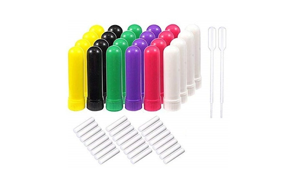 24 Sets Essential Oil Aromatherapy Tubes Inhaler Sticks Blank Nasal ...