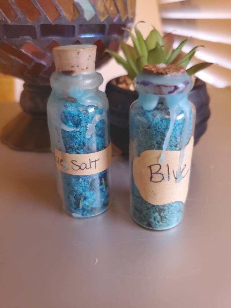 RITUAL BLUE or BLACK Blessed Salt / Portable Protection / Witches Black ...