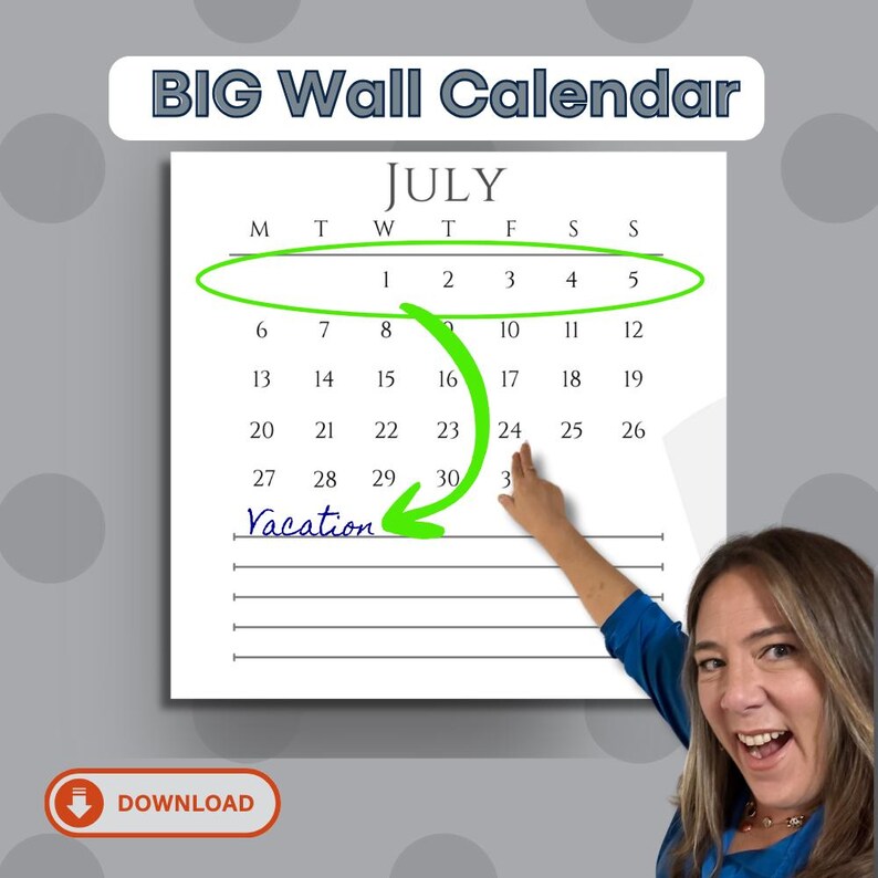 2026 GREY Big Giant Wall Calendar Printable Year Calendar Vertical ...