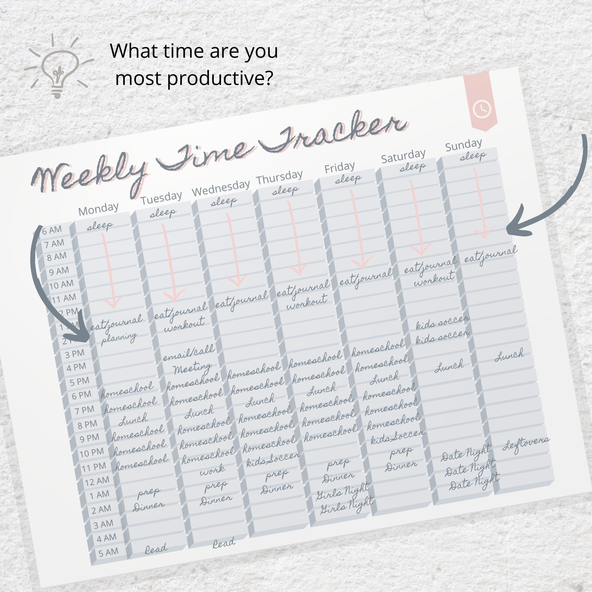 Weekly Time Tracker Printable 168 Hour - Etsy