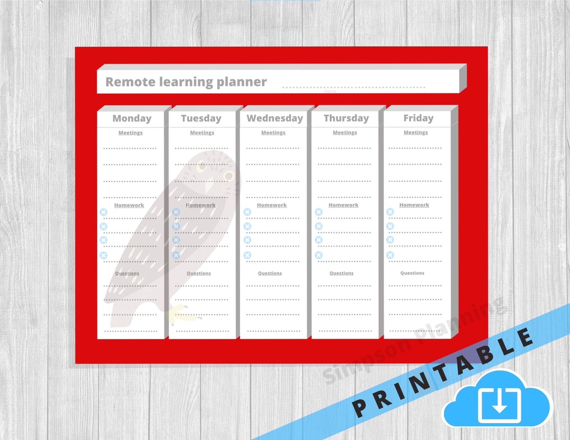 Homeschool Weekly Planner Printable Elementary Weekly Schedule Online ...