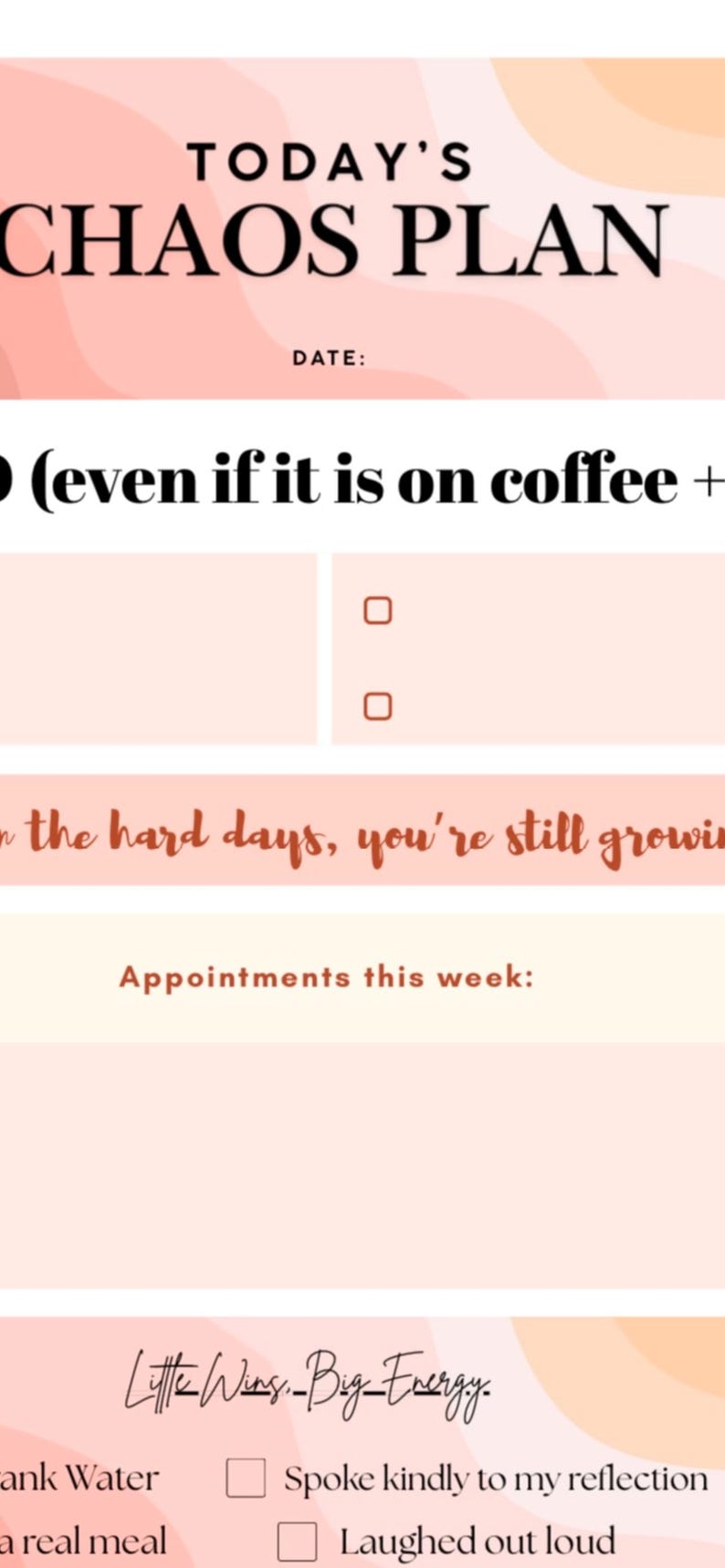 Daily Planner Printable for Moms | Organized Chaos PDF | Self-care Checklist | Instant Download ...