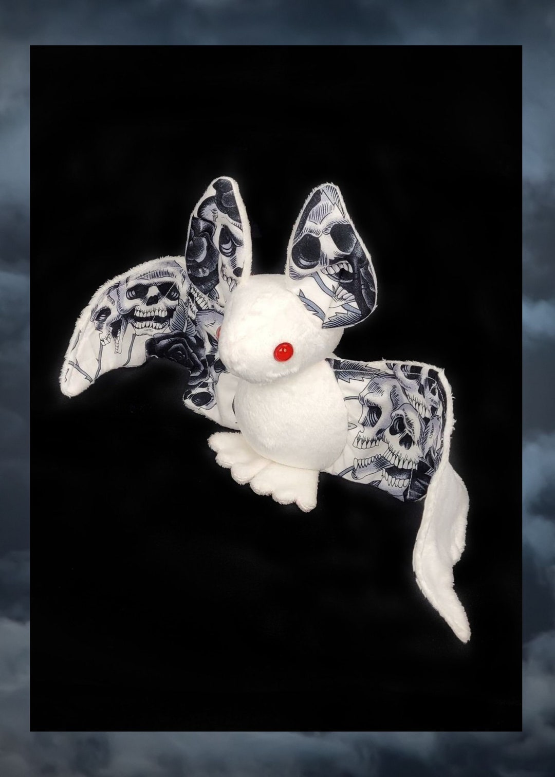 Bat Plush With Skulls, Stuffed Bat With Wired Wings, Goth Bat Doll ...