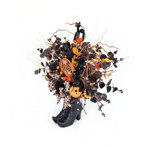 Halloween Witch Boots Centerpiece, Gothic Arrangement, Halloween Decor ...