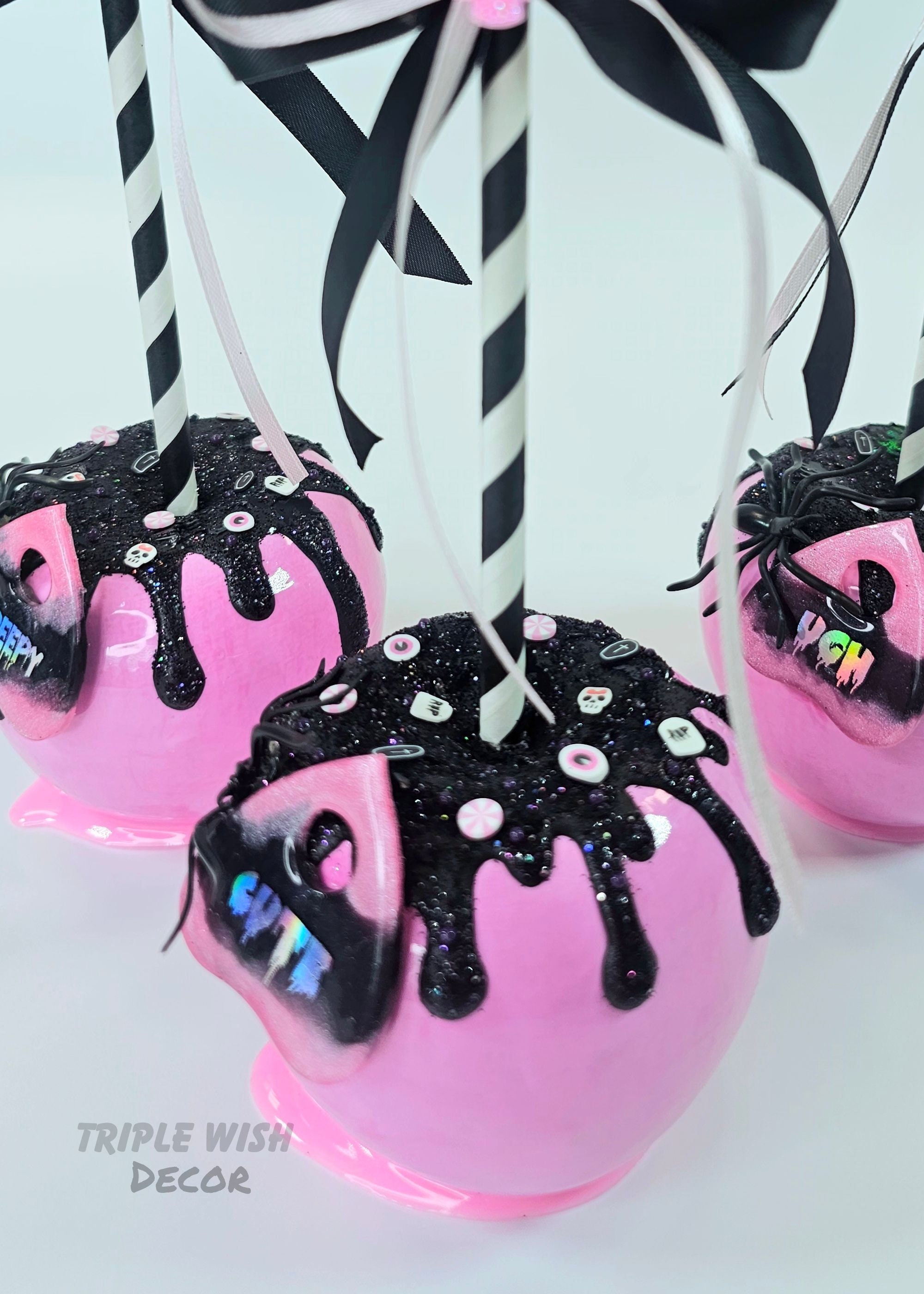 Pink Poison Candy Apples , Halloween Apple, Food Props, Faux Candy ...