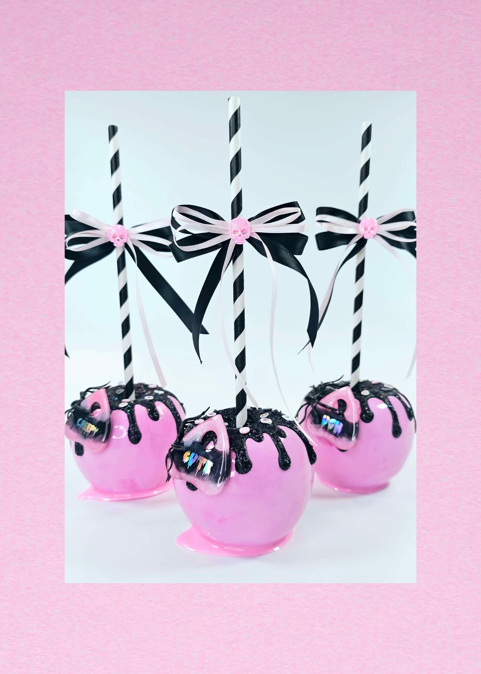 Pink Poison Candy Apples , Halloween Apple, Food Props, Faux Candy ...