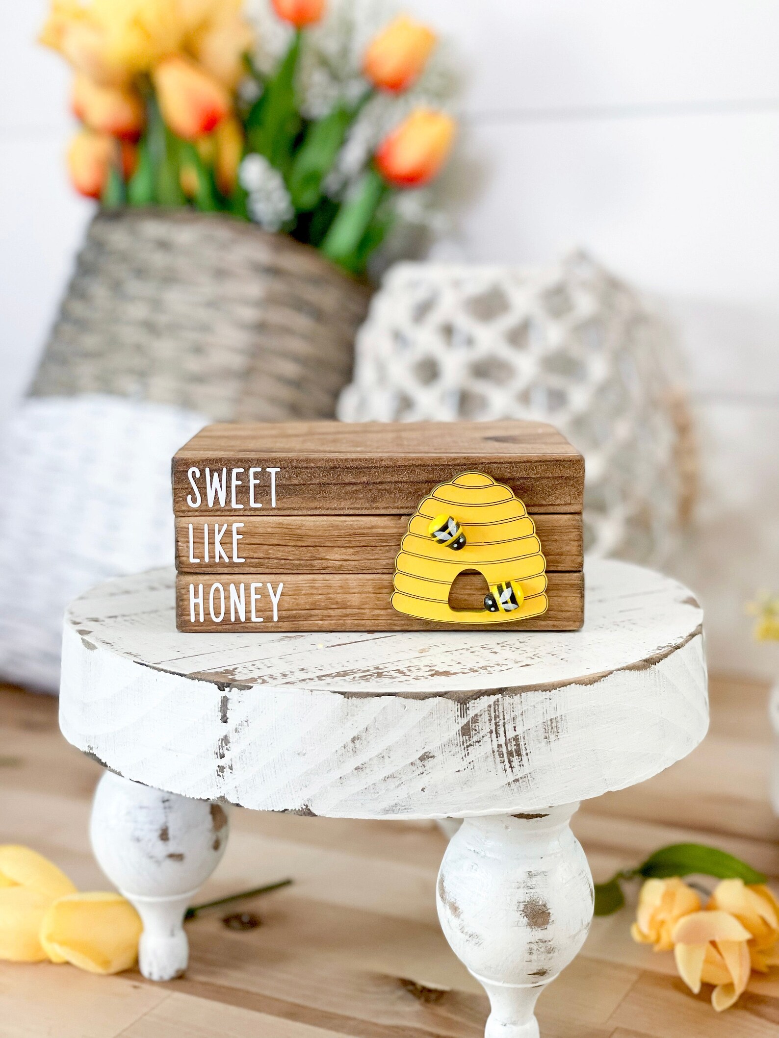 Bee Bookstack, Bee Decor, Bee Tiered Tray, Bee Theme, Summer Decor ...