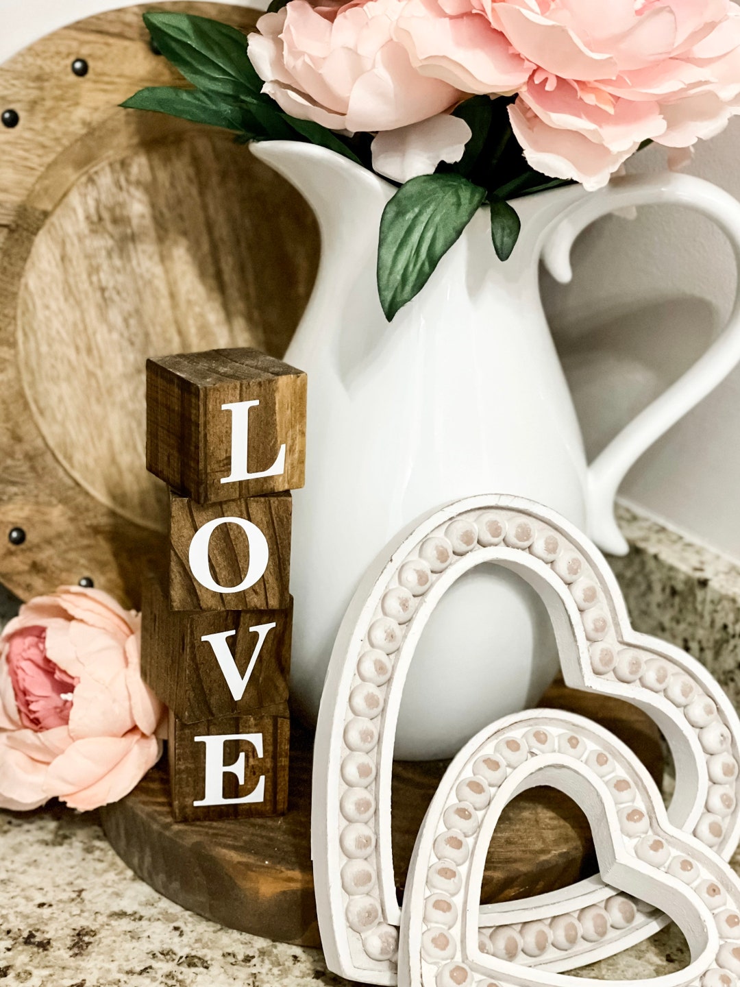 Love Blocks, Valentine Decor, Tiered Tray Decor, Farmhouse Valentines ...