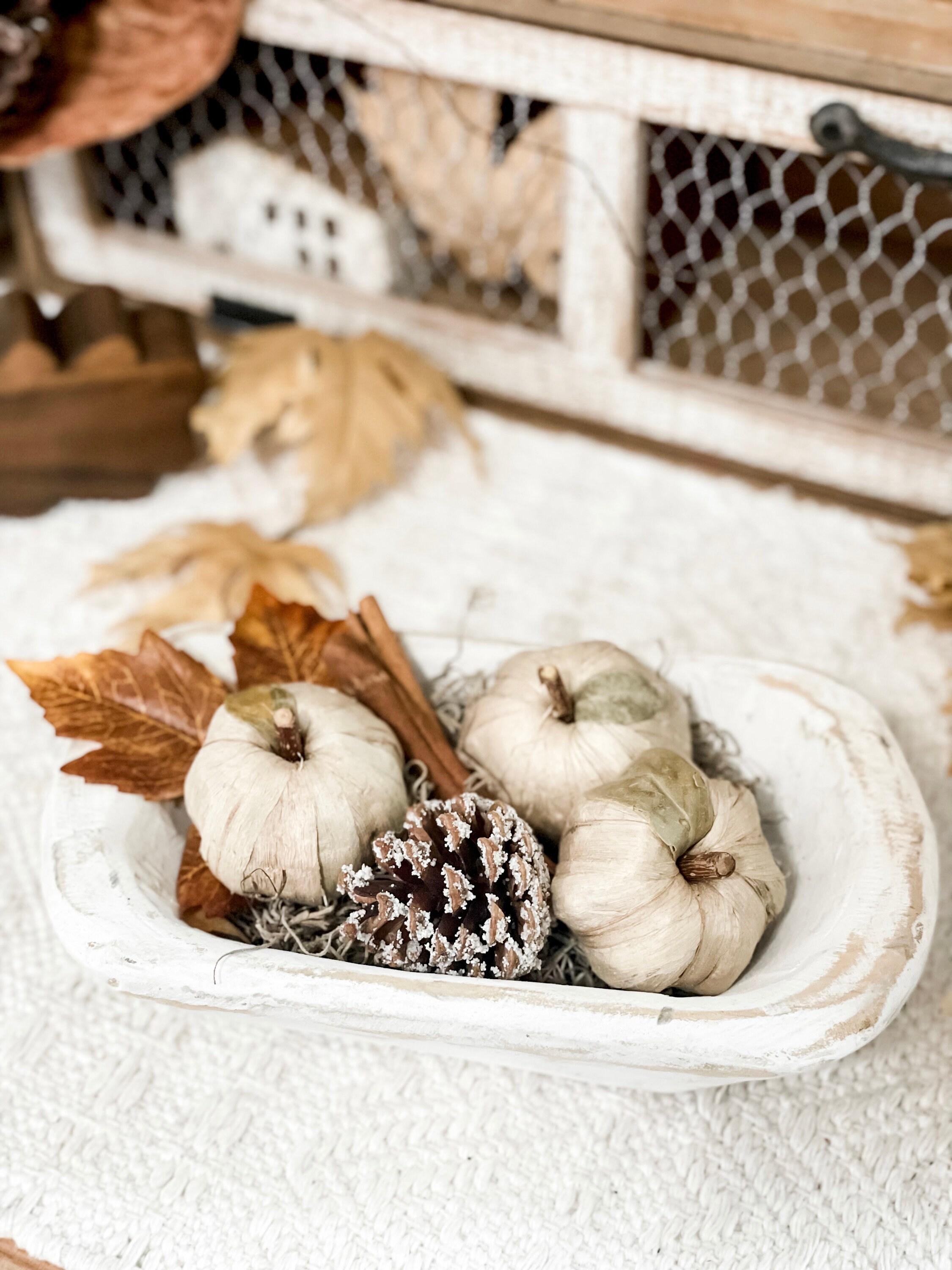 Fall Centerpiece, Handmade Fall, Neutral Fall, Pumpkin Dough Bowl ...