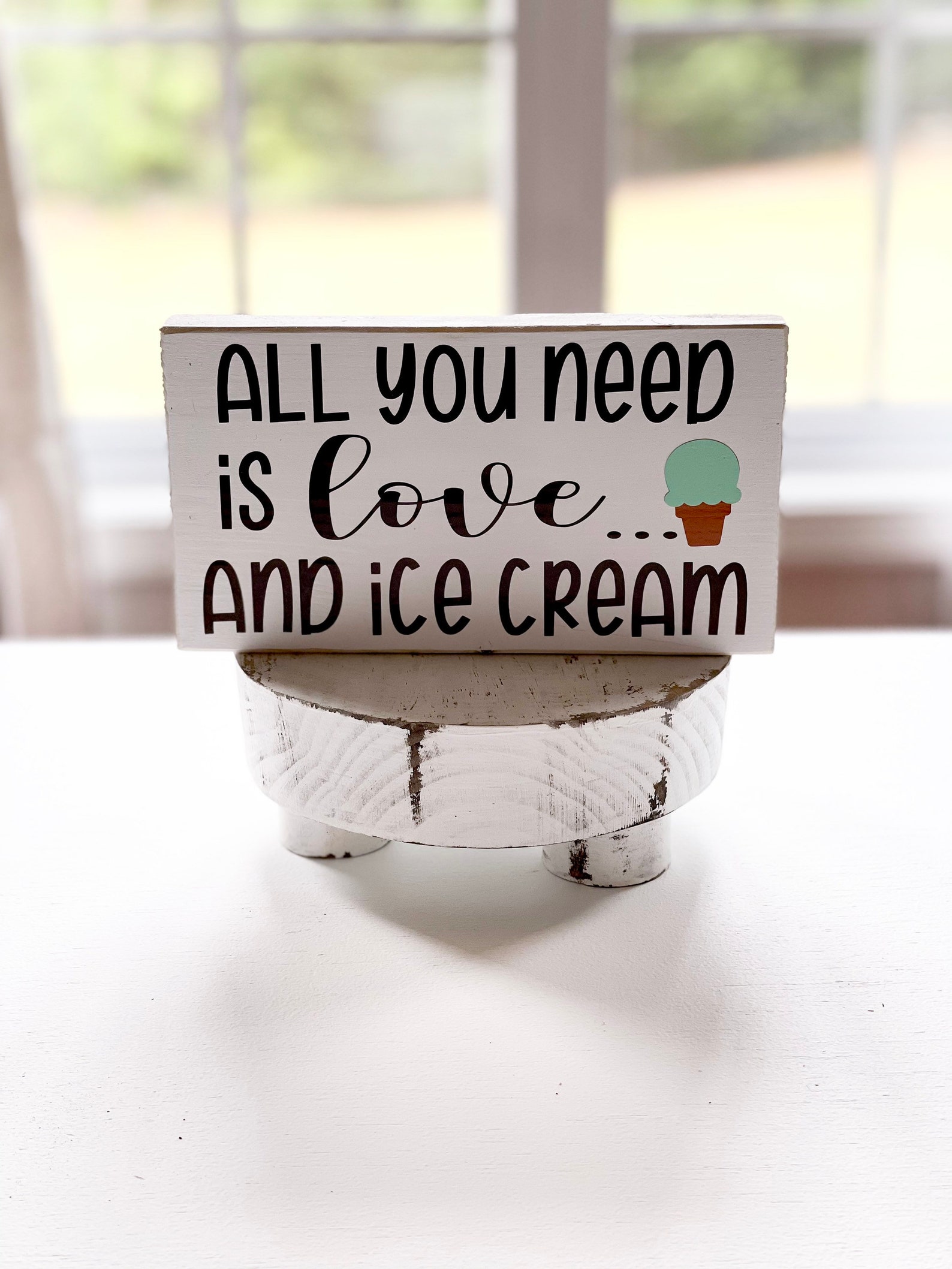 Ice Cream Decor, Ice Cream Sign, Farmhouse, Ice Cream Tiered Tray, Wood ...