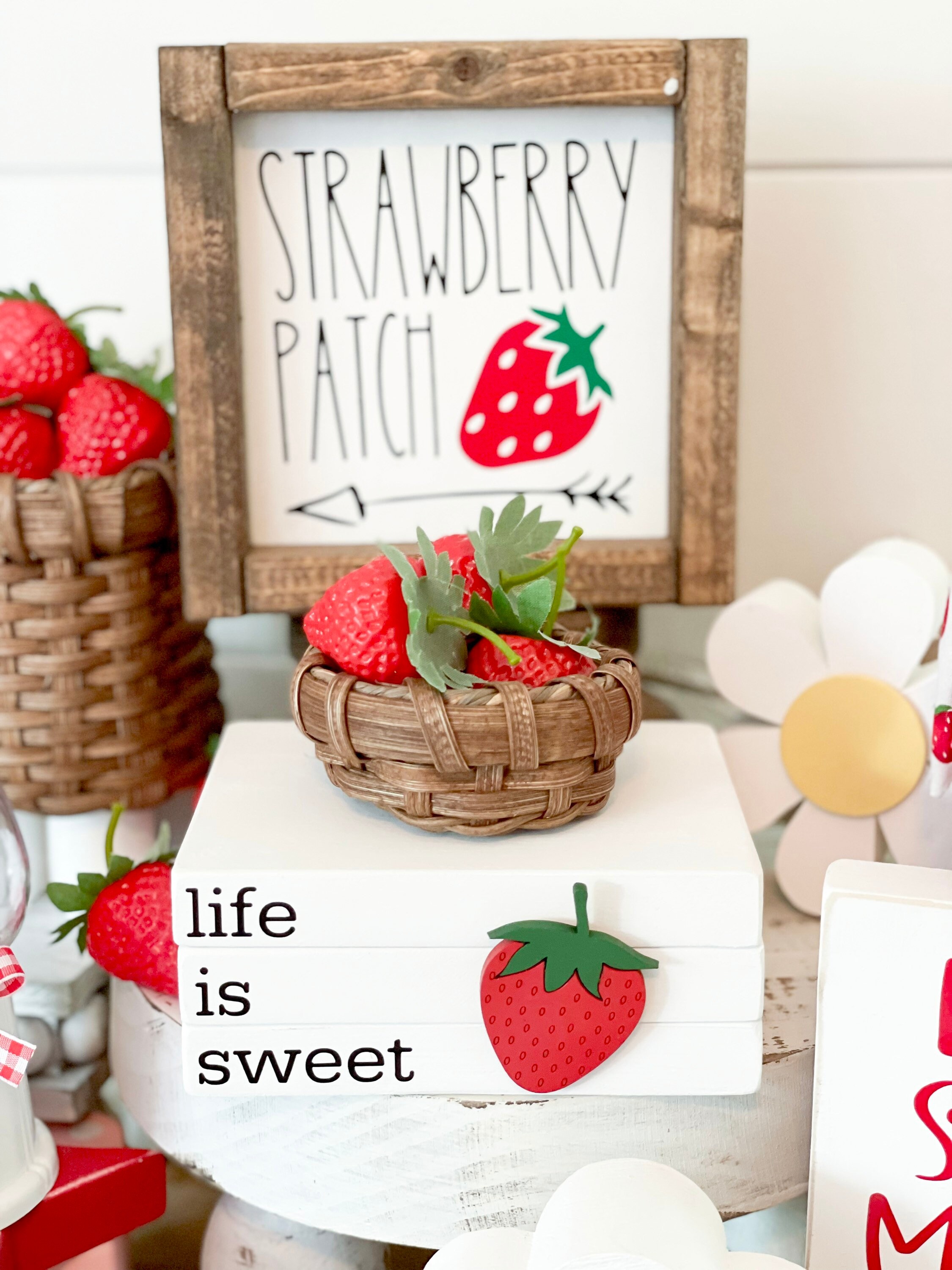 Strawberry Decor Strawberry Bookstack Summer Bookstack - Etsy