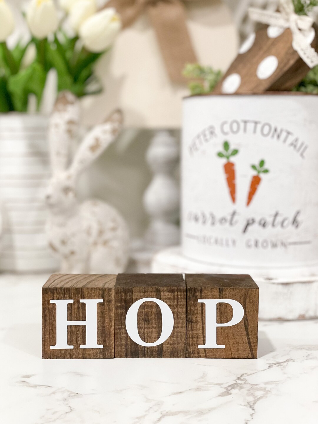 Hop Blocks, Easter Decor, Tiered Tray Decor, Farmhouse Easter ...